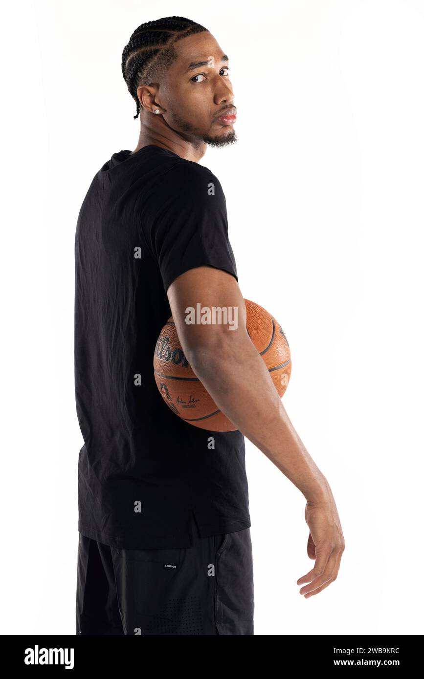 Aaron Wiggins poses for a portrait on October 2, 2023 in Oklahoma City ...