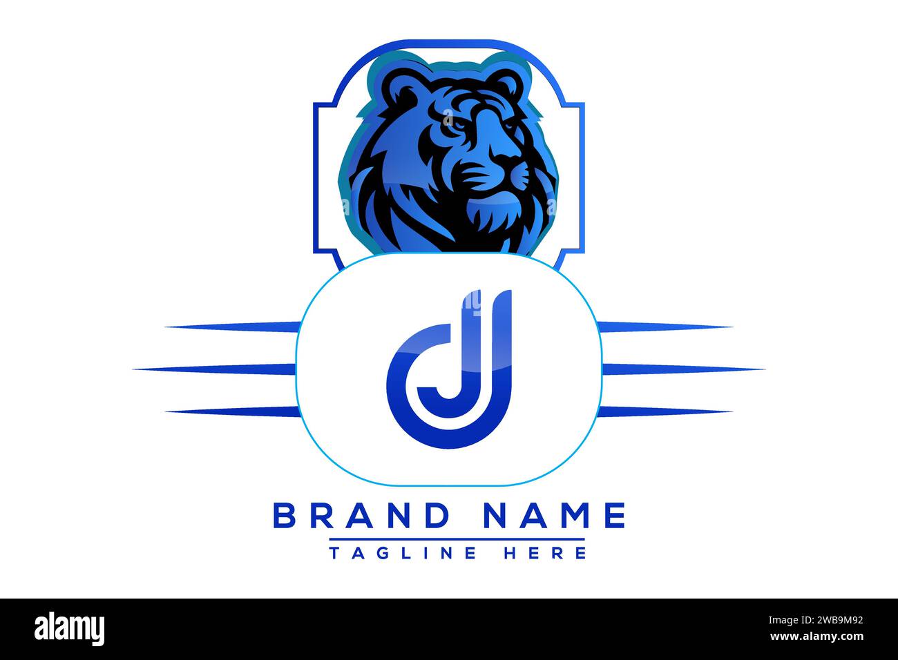 Tiger DJ Blue logo Design. Vector logo design for business Stock Vector ...