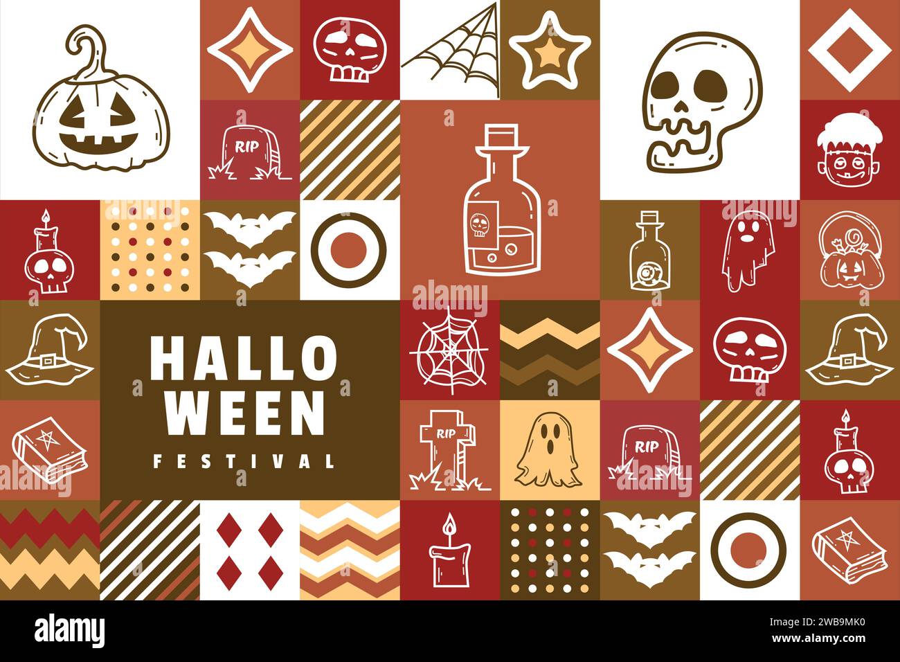 Simple flat design halloween holiday background design template Stock ...