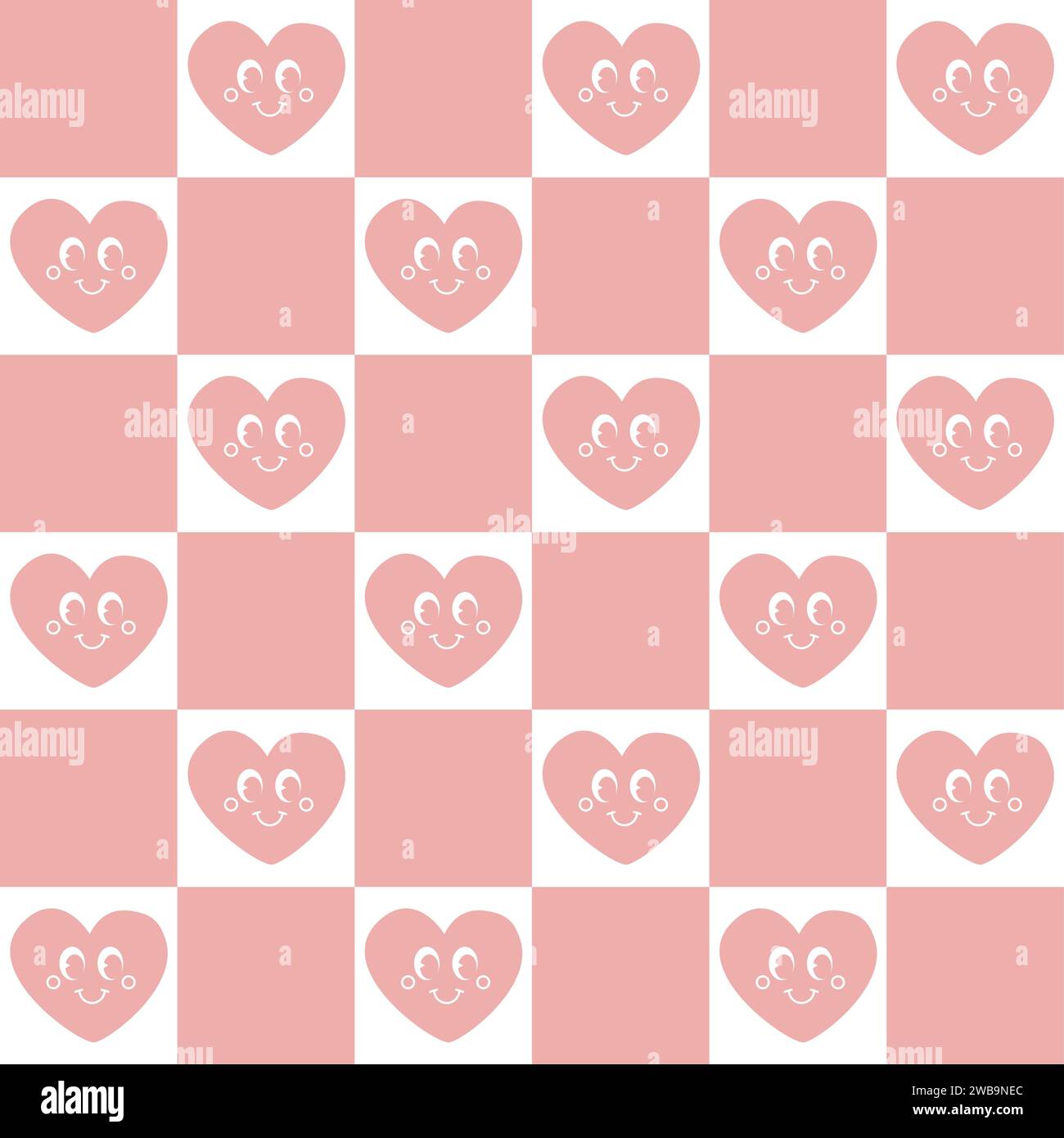 Vector seamless pattern of groovy heart with face Stock Vector Image ...