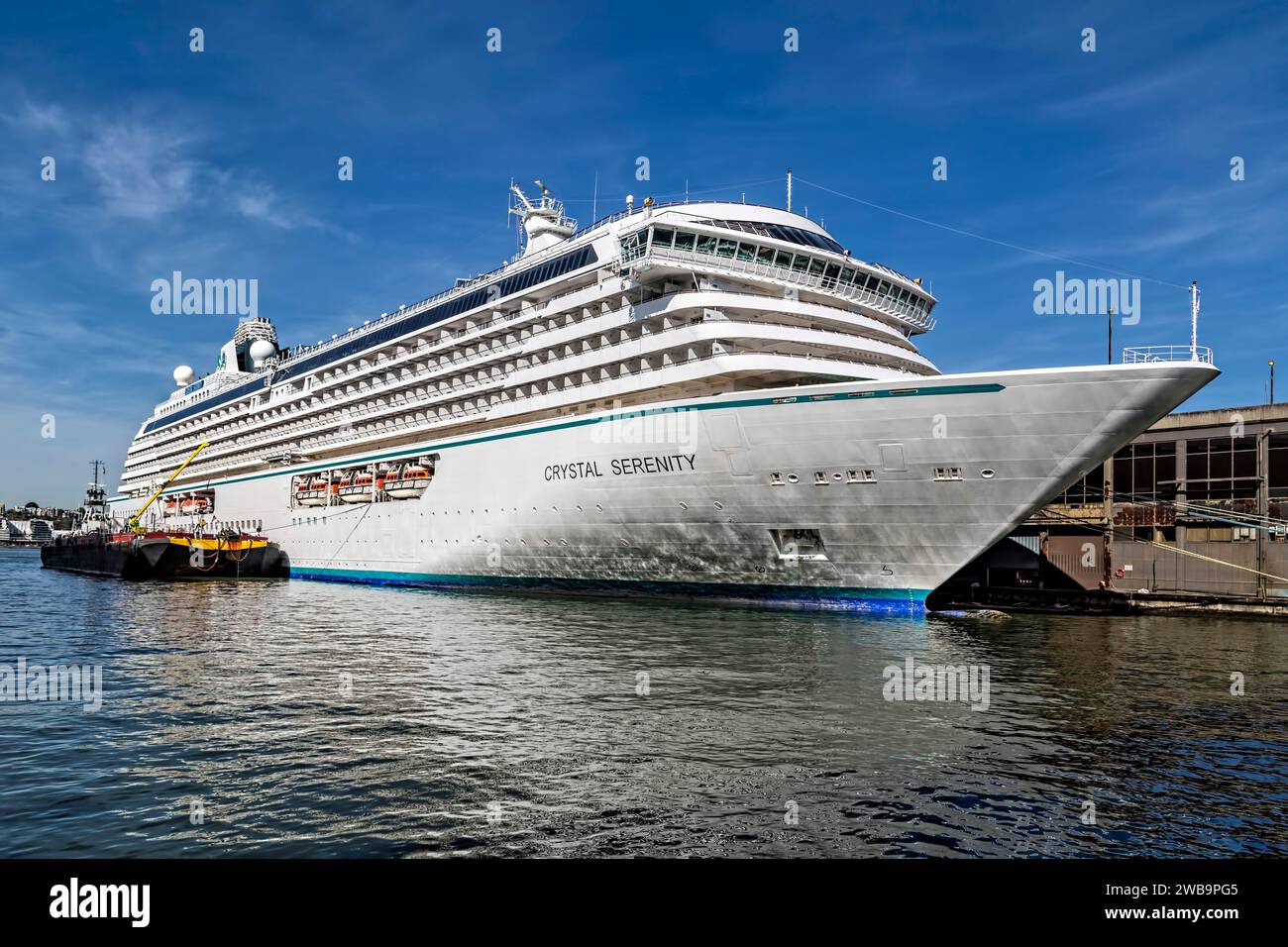 Crystal Serenity, of now-defunct Crystal Cruises, docked at New York ...