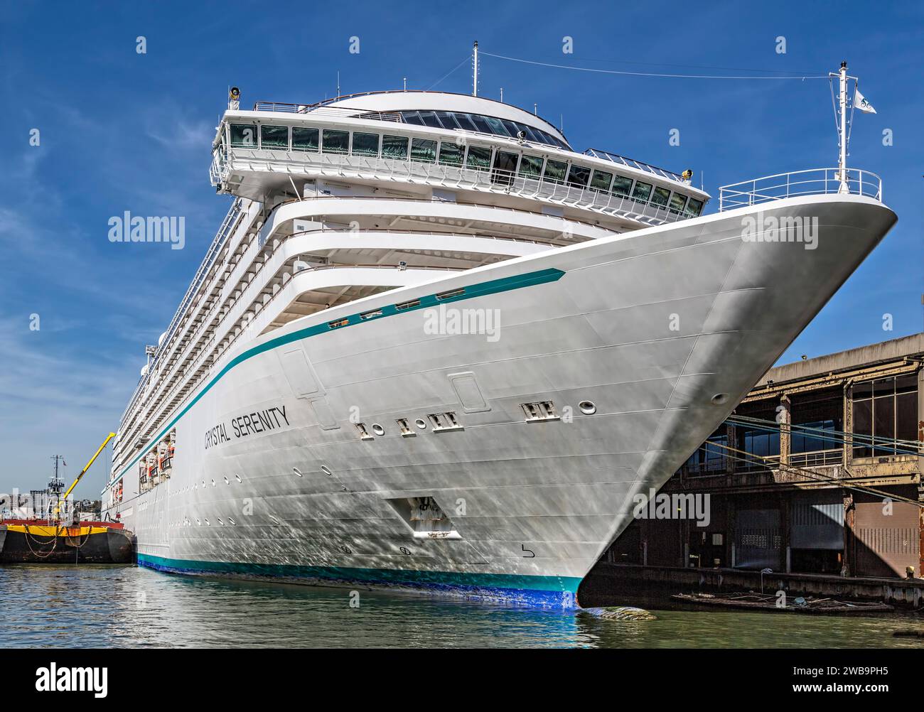 Crystal Serenity, of now-defunct Crystal Cruises, docked at New York ...