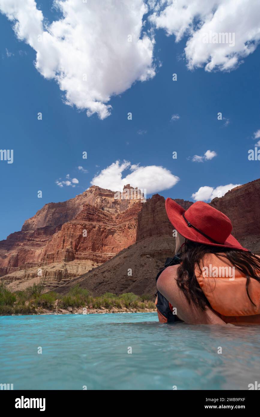 Julie enjoys the 70 degree waters of the Little Colorado River, near ...