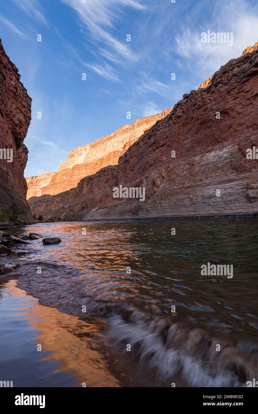 Morning light on a beach near Nankoweap, Colorado River in Grand Canyon ...