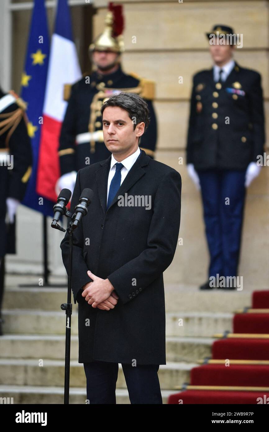 Paris, France. 09th Jan, 2024. Newly appointed Prime minister Gabriel ...