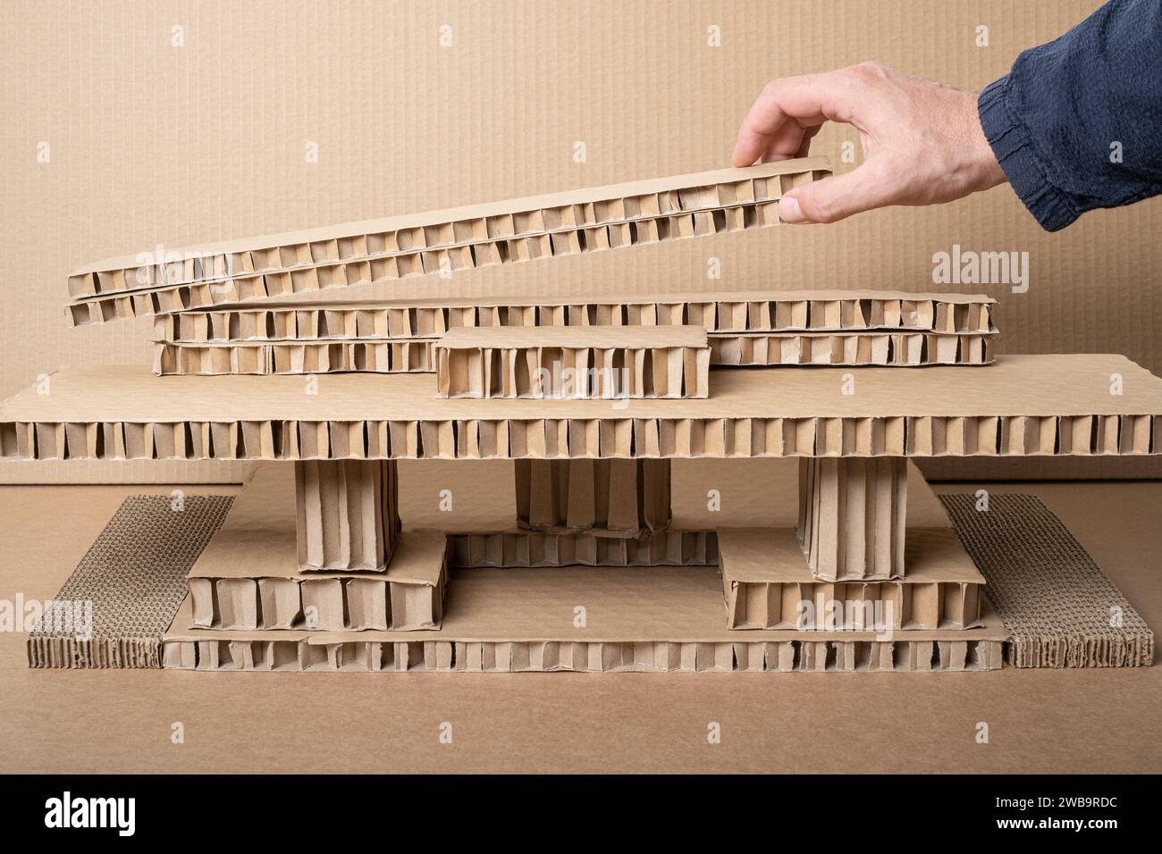 Basic architectural cardboard house model in three dimensions made from ...