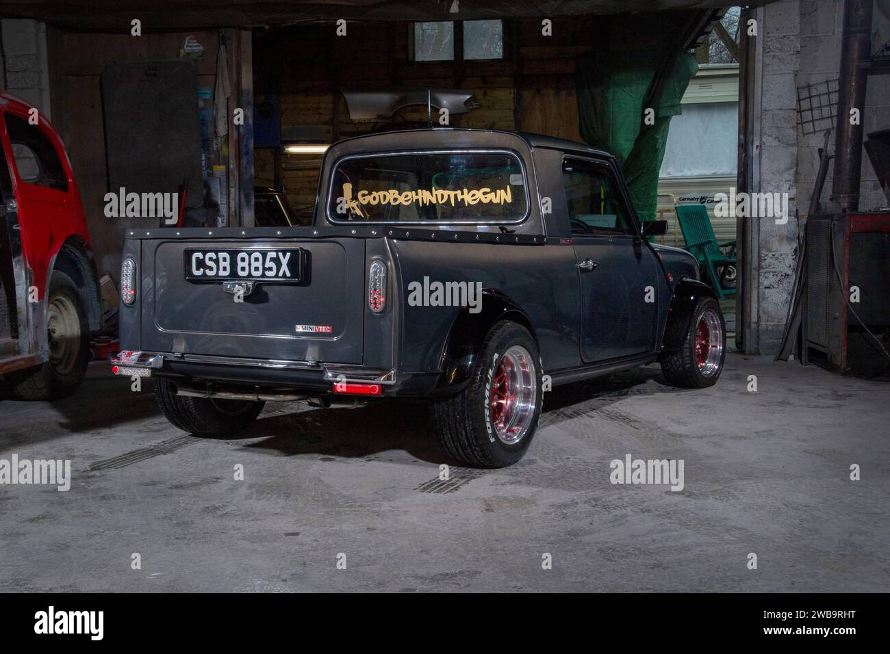 Classic Mini pick up truck, with arch extensions and wide wheels Stock ...