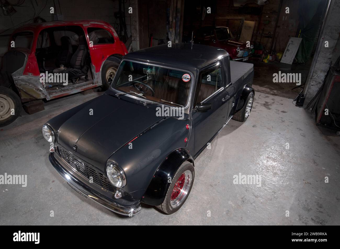 Classic Mini pick up truck, with arch extensions and wide wheels Stock ...