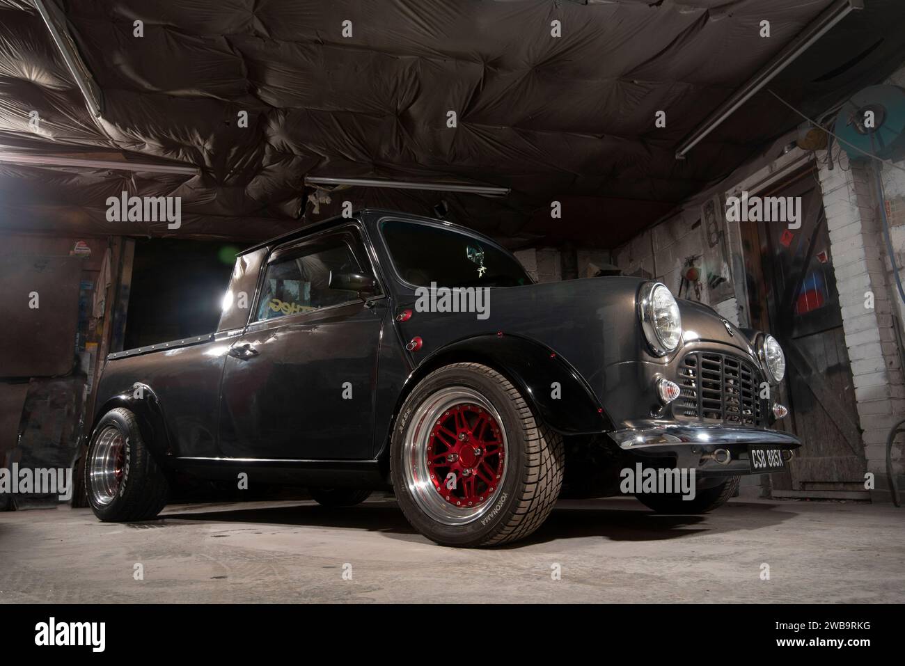 Classic Mini pick up truck, with arch extensions and wide wheels Stock ...