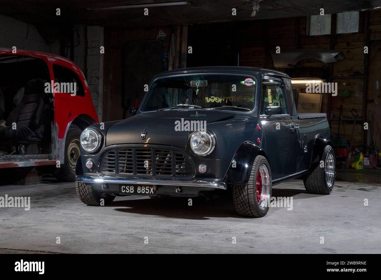 Classic Mini pick up truck, with arch extensions and wide wheels Stock ...