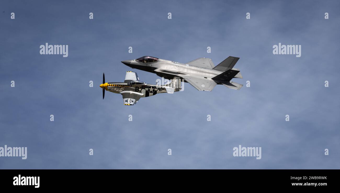 A United States Air Force F-22 Raptor fighter jet on display at an air ...