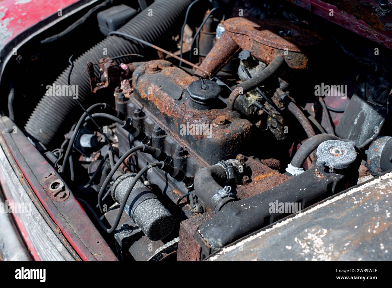 Fire damaged classic Mini car Stock Photo - Alamy