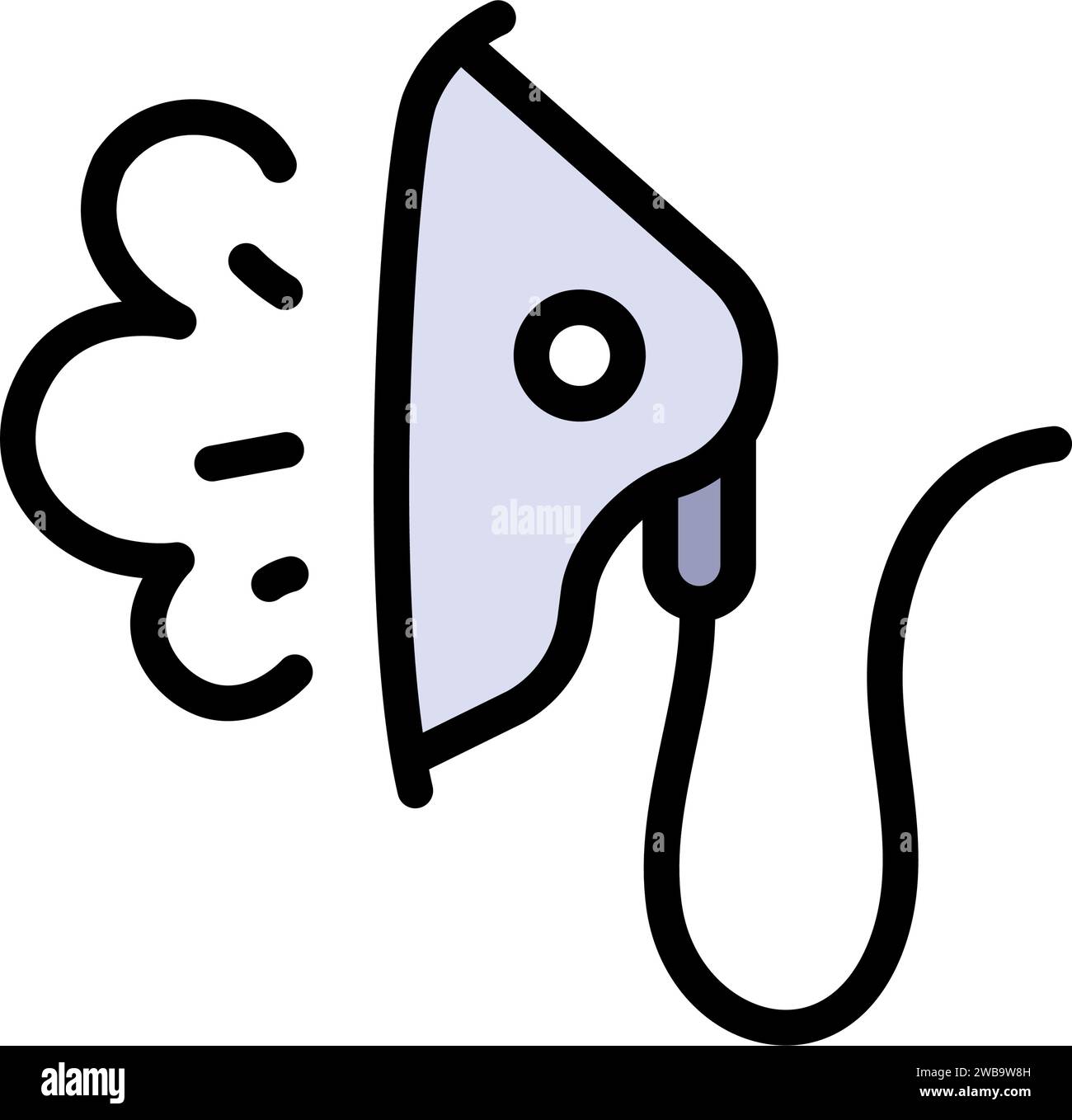 Nebulizer vector icon illustration sign. Color icon of a respiratory face mask side view ...