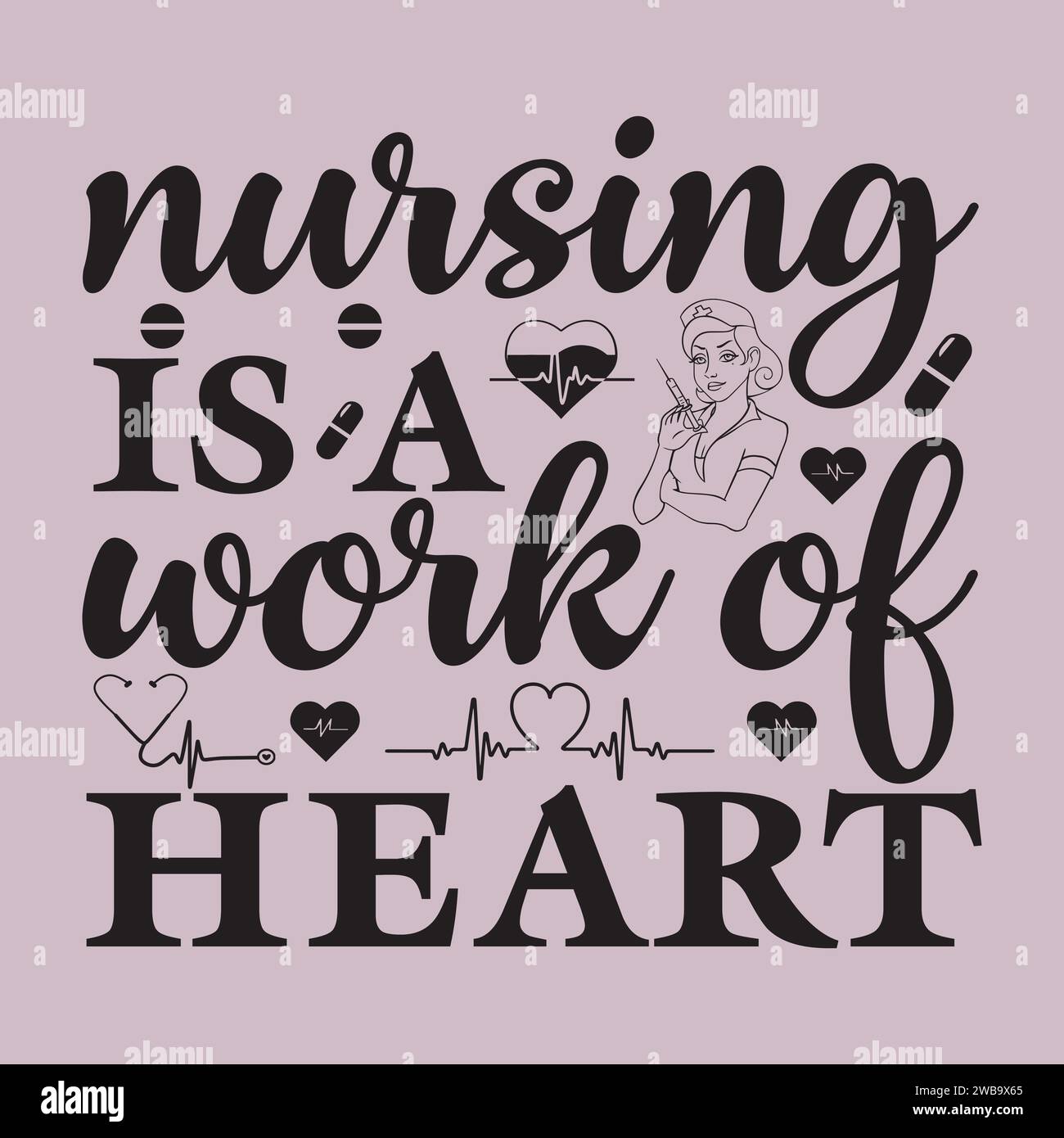 Nurse SVG Design Typography T-Shirt Design Stock Vector Image & Art - Alamy