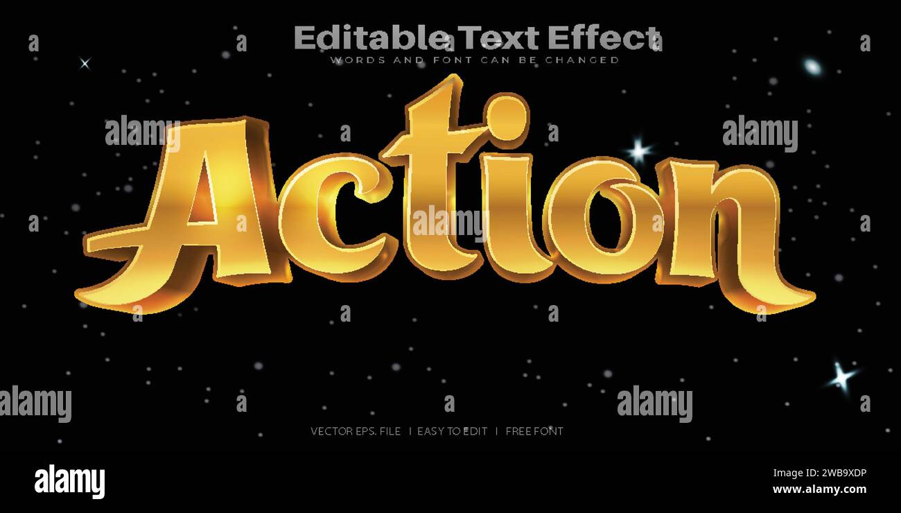 Vector Action 3d text effect 100 editable eps file word and font can be ...