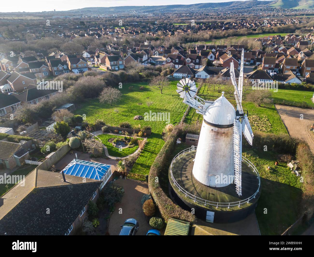 aerial view of stone cross windmill a tower mill east sussex. The mill ...