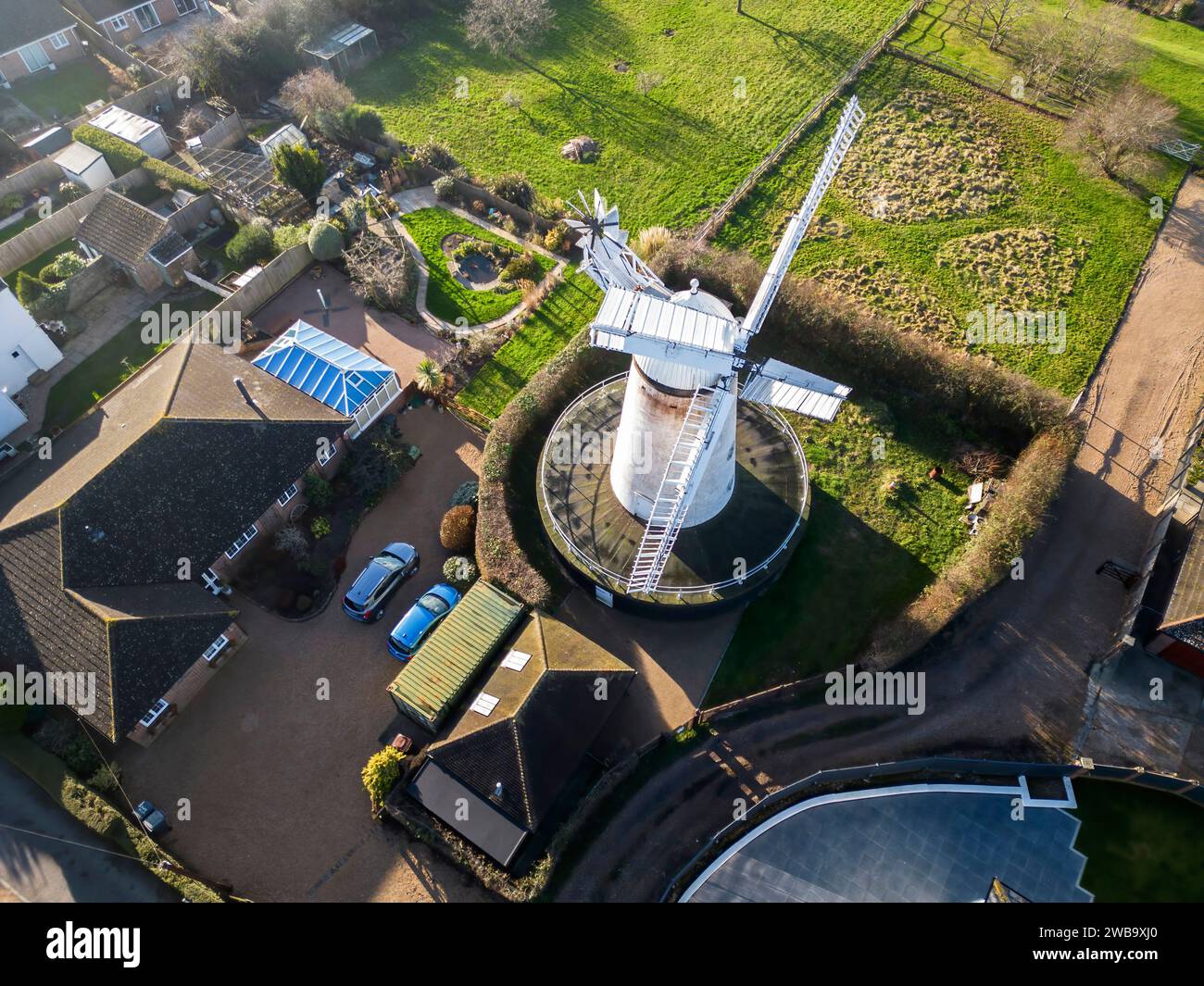 aerial view of stone cross windmill a tower mill east sussex. The mill ...