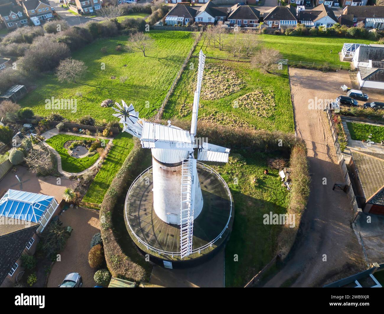 aerial view of stone cross windmill a tower mill east sussex. The mill ...