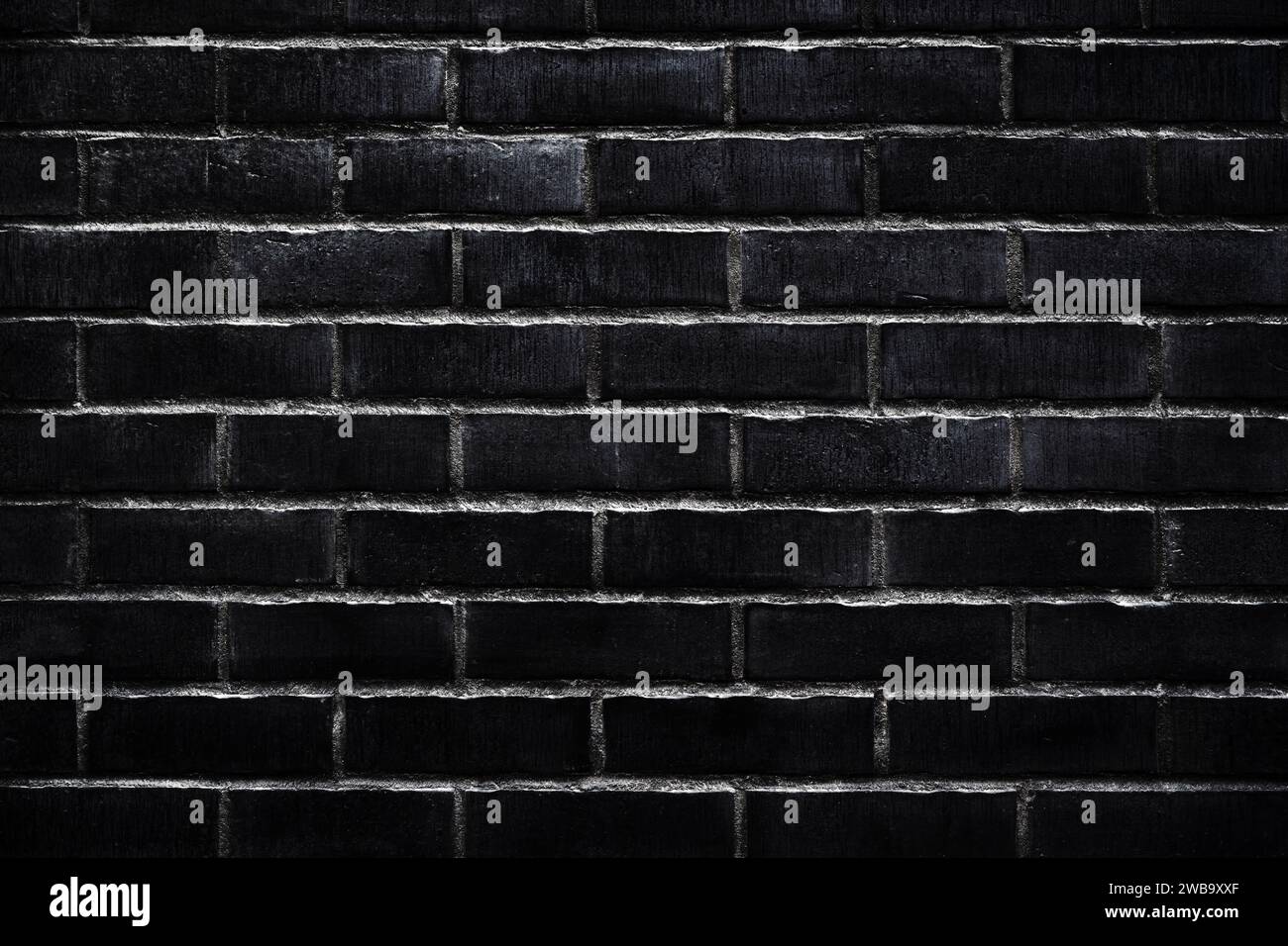 Black brick wall pattern and background, texture of dark brickwork ...