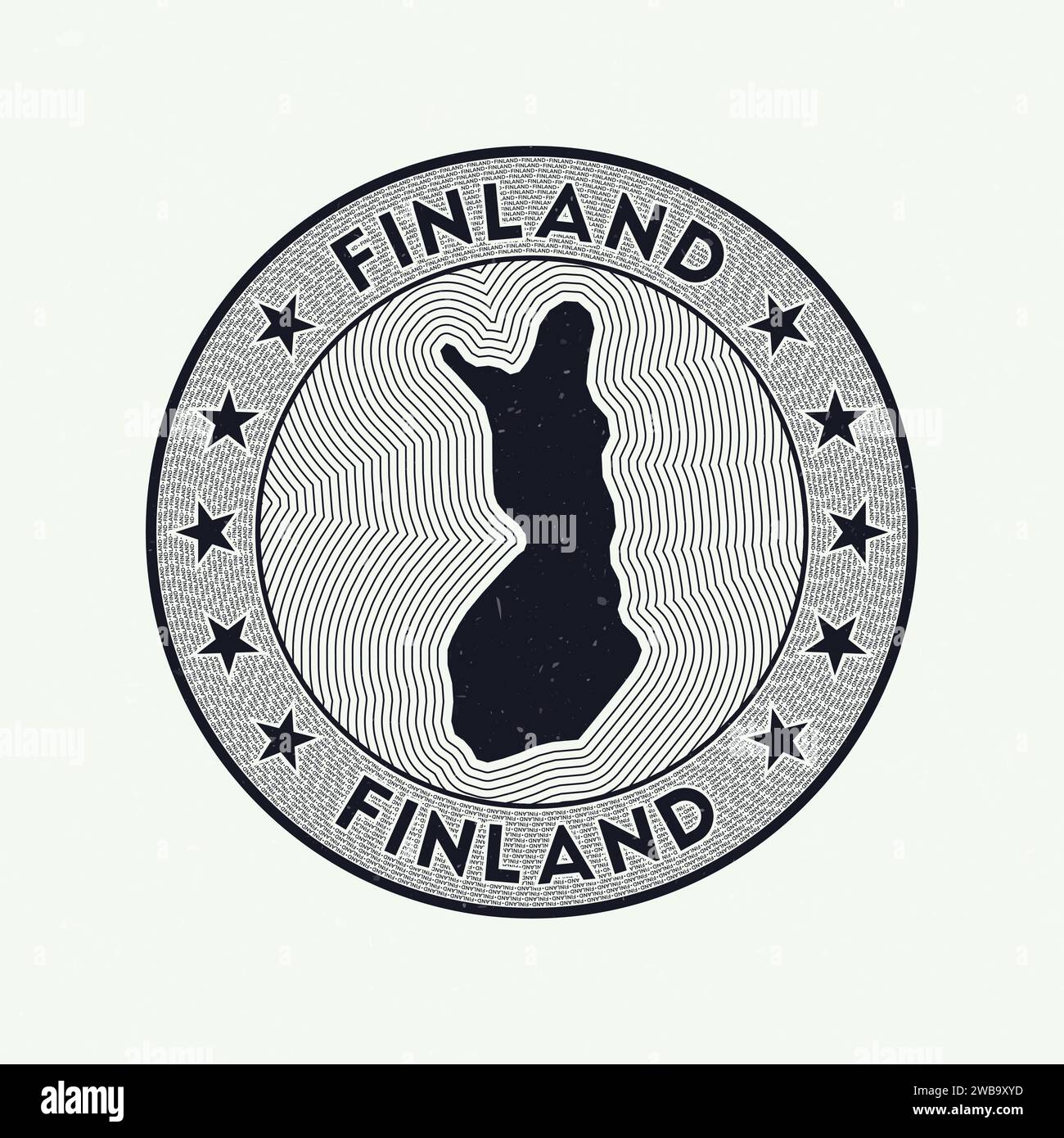 Finland round badge vector. Country round stamp with shape of Finland ...