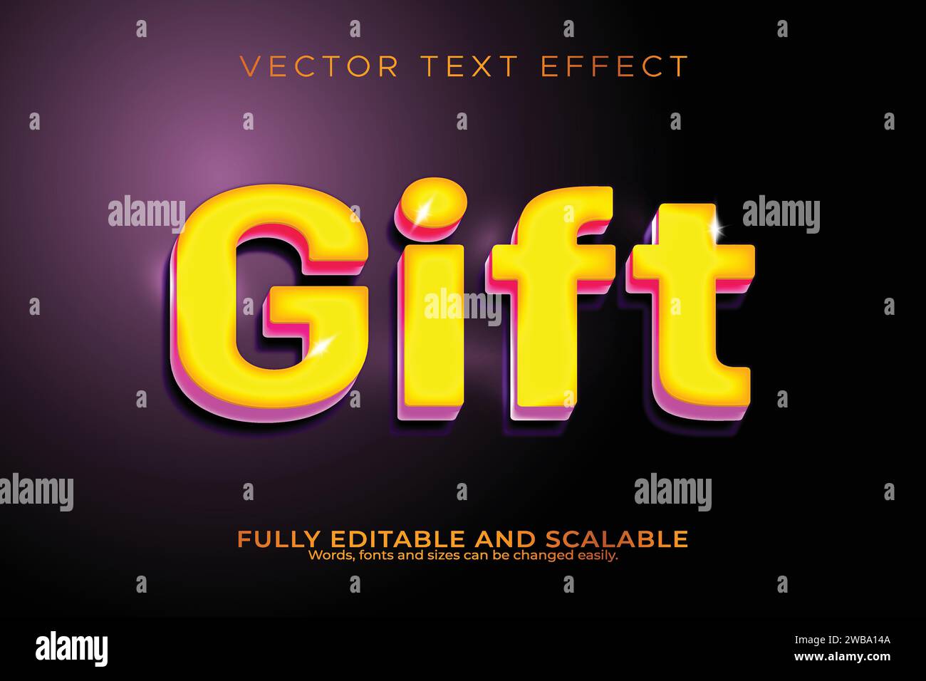 Vector Gift 3d text effect 100 editable eps file word and font can be ...