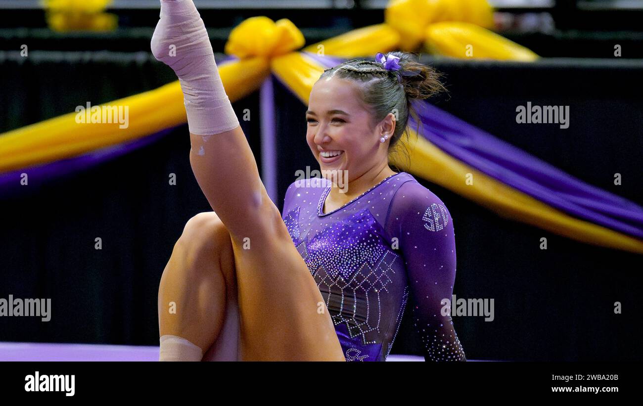 LSU junior Aleah Finnegan performs a floor routine during an NCAA ...