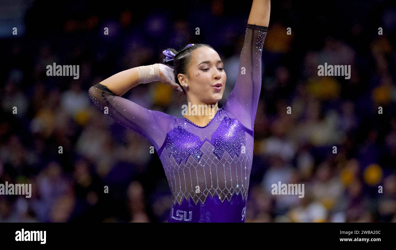 LSU junior Aleah Finnegan performs a balance beam routine during an ...