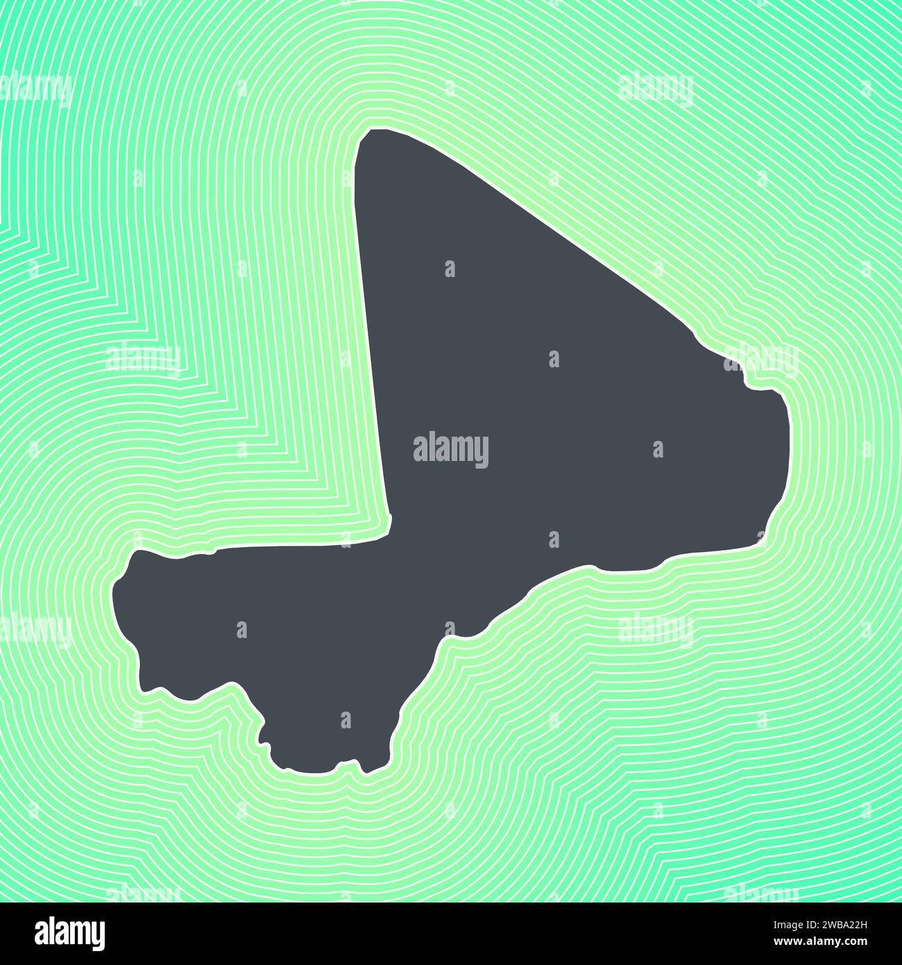 Mali map icon. Country shape on radiant striped gradient background ...