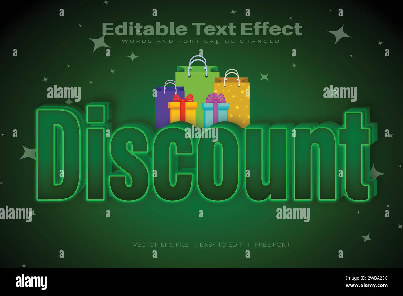 Vector Discount 3d text effect 100 editable eps file word and font can ...