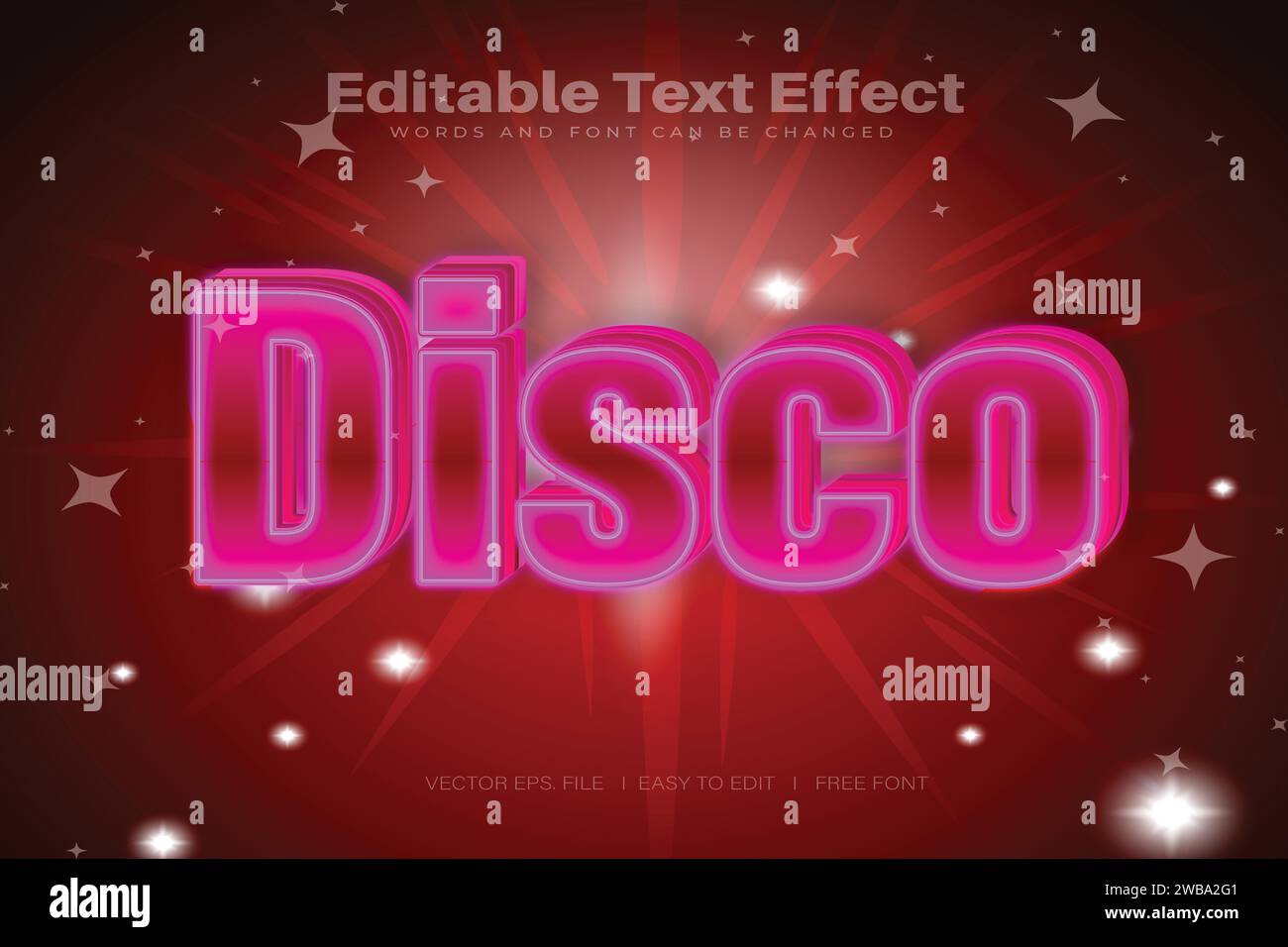 Vector Disco 3d text effect 100 editable eps file word and font can be ...