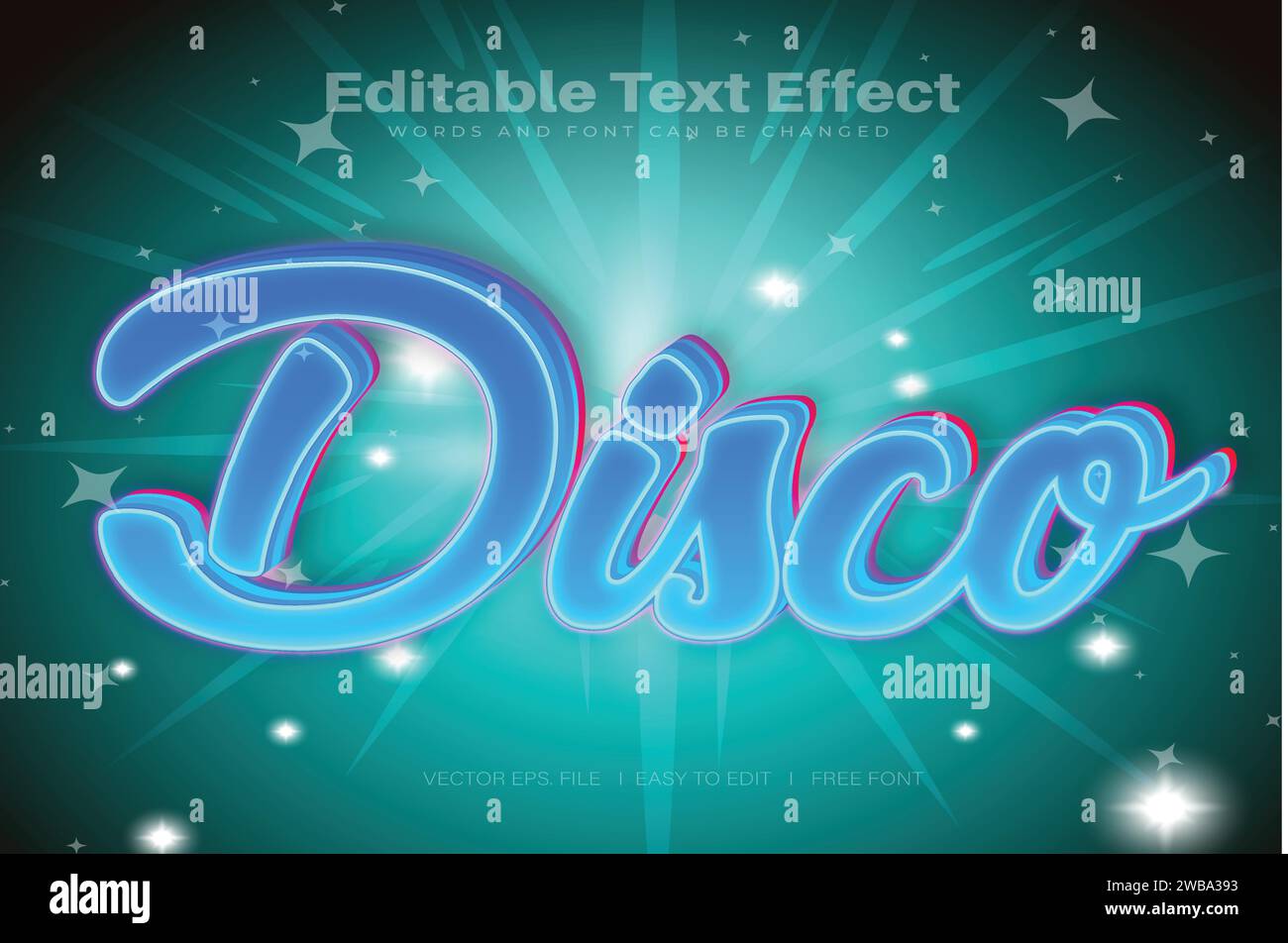 Vector Disco 3d text effect 100 editable eps file word and font can be ...