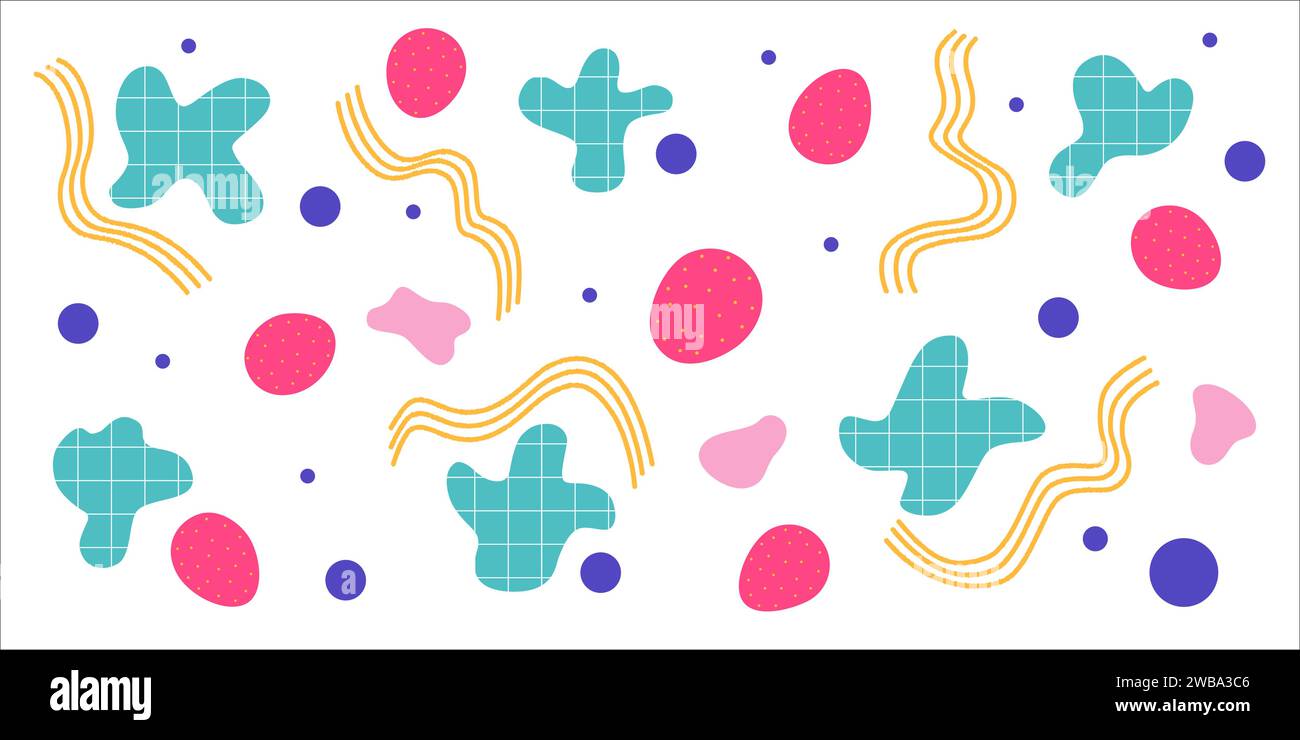 Vector illustration with colorful freeforms, curls, doodles. Abstract ...