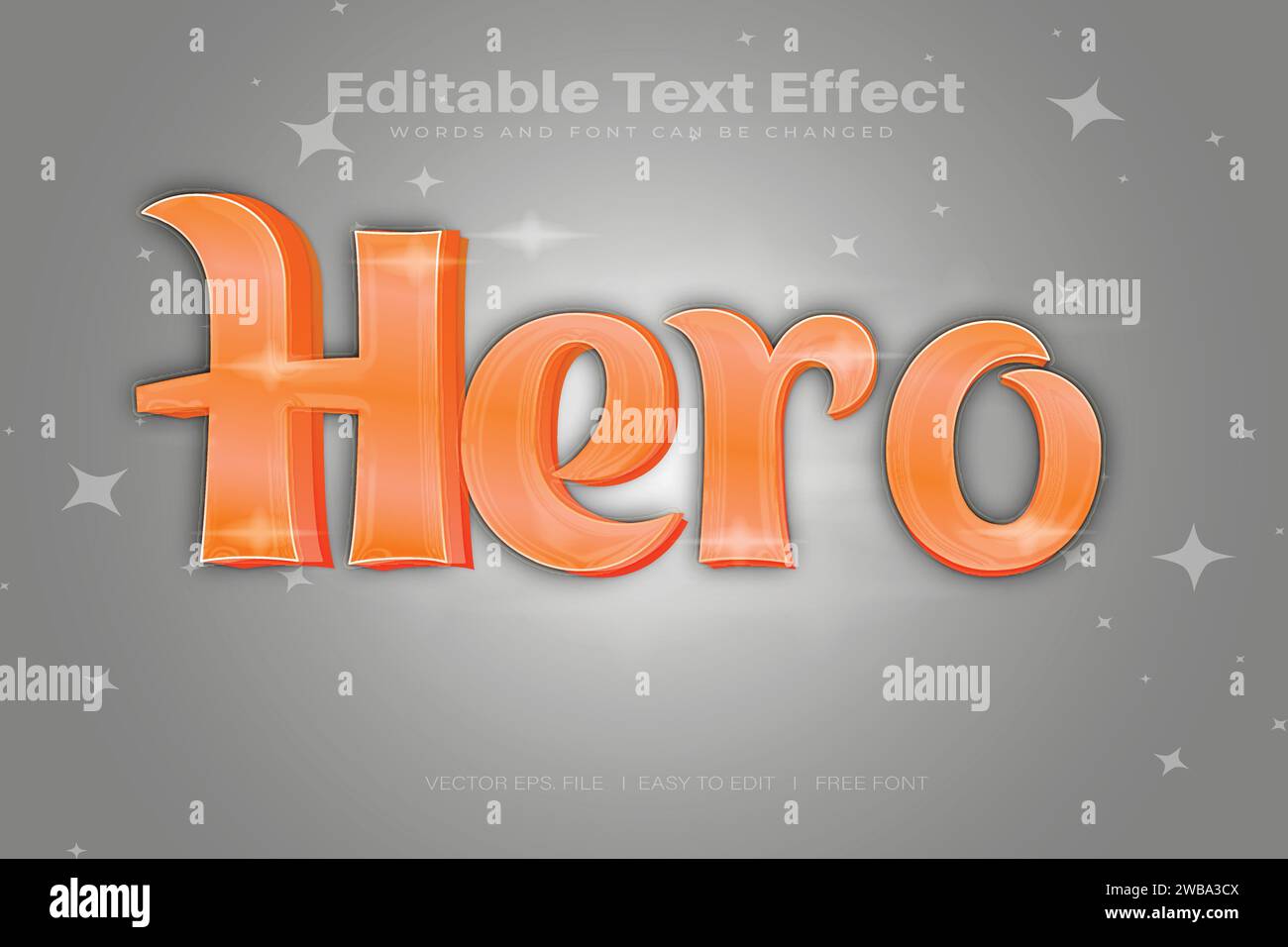 Vector Hero 3d text effect 100 editable eps file word and font can be ...