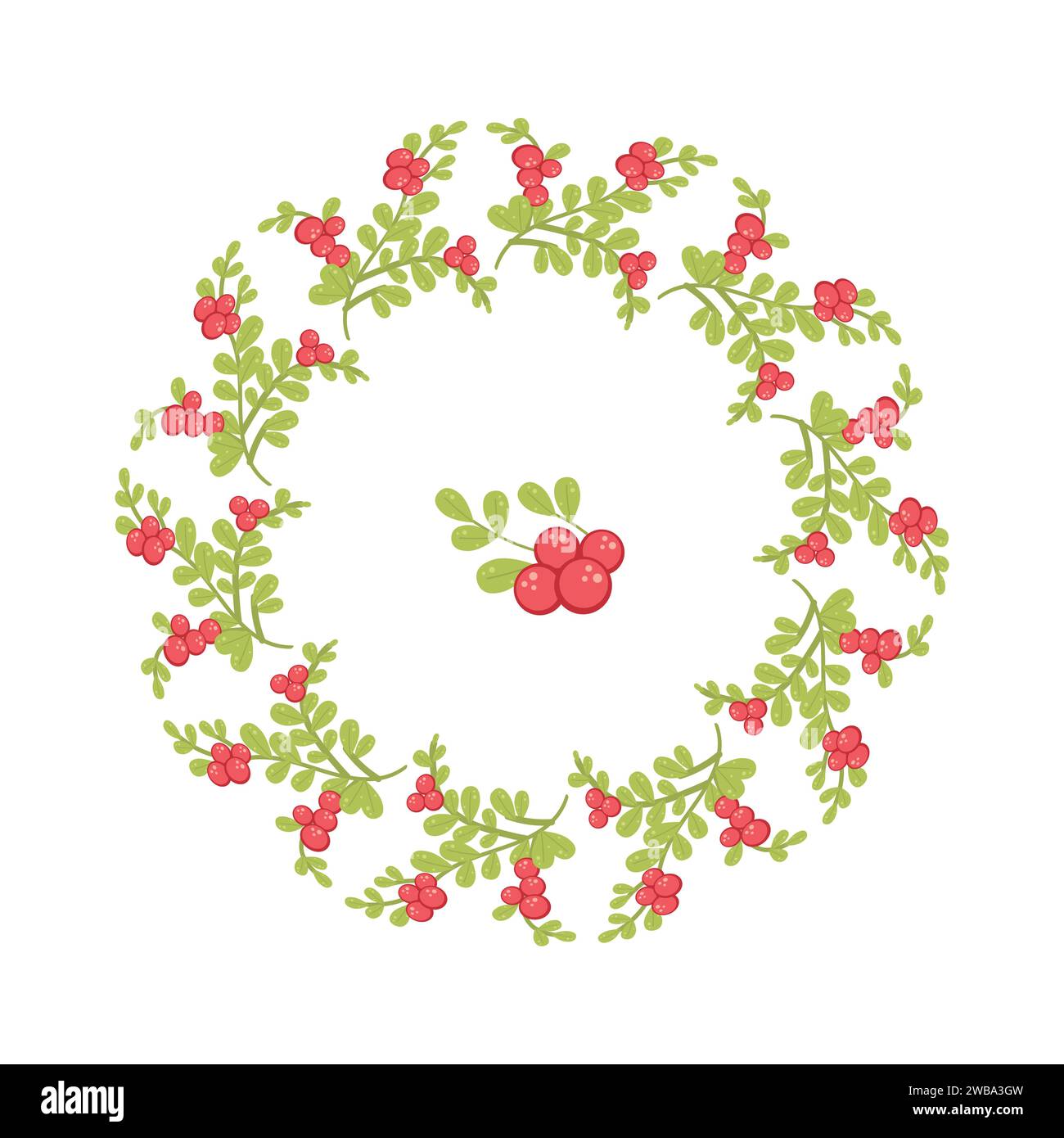 Elegant round frame, garland, wreath, or border made of berry branch ...