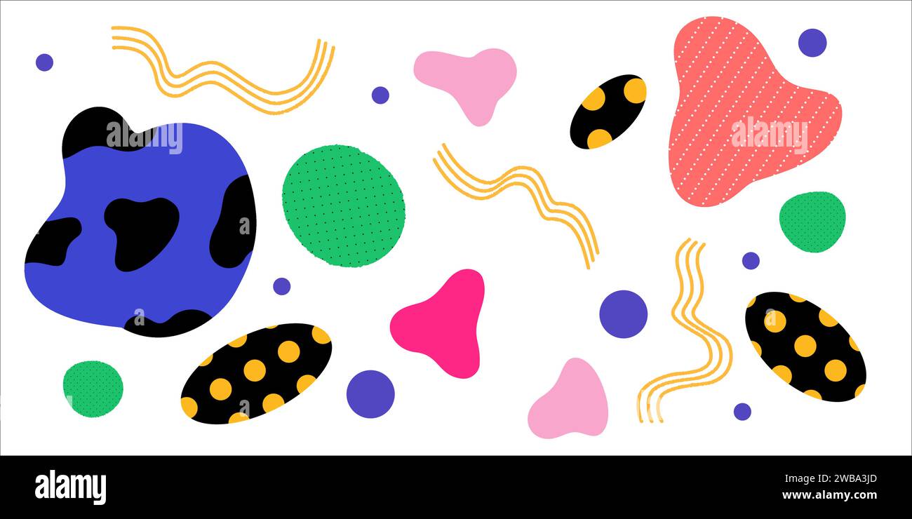 Vector illustration with various hand drawn freeroms. Abstract colorful ...