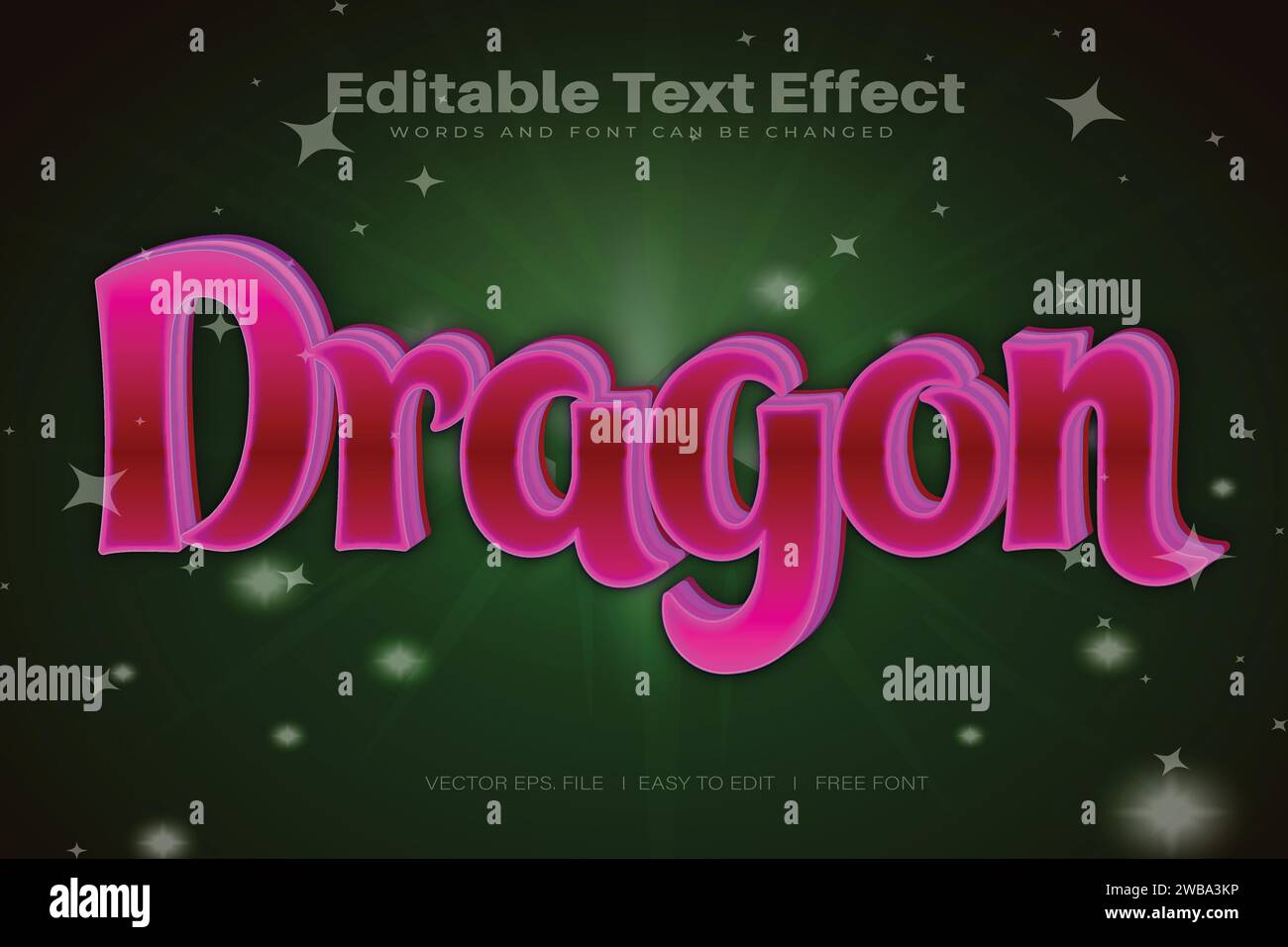 Vector Dragon 3d text effect 100 editable eps file word and font can be ...