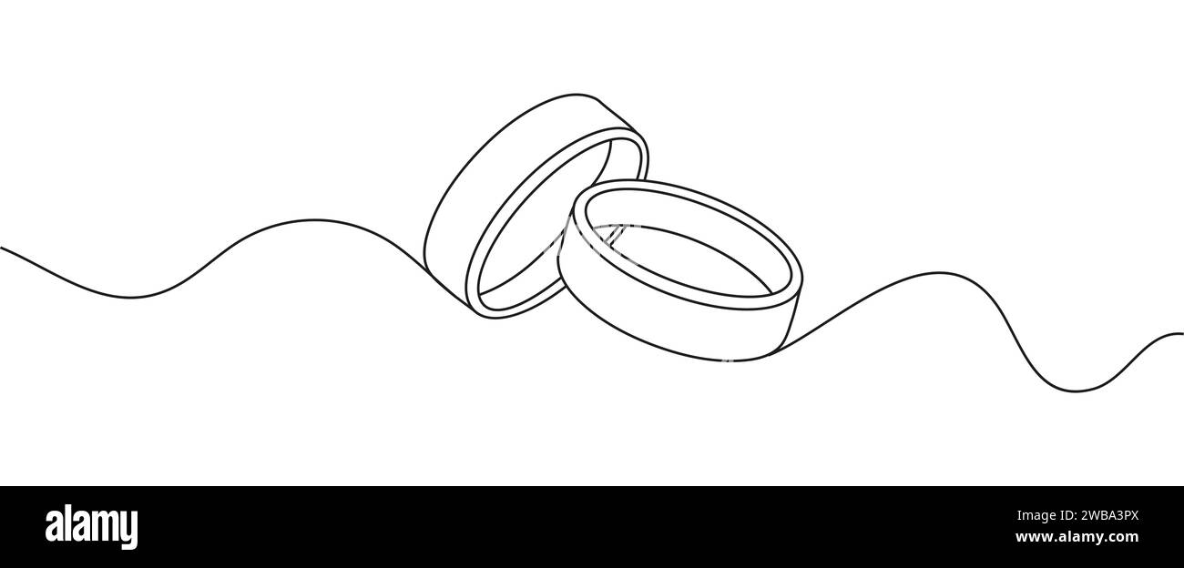 Wedding rings with linear, continuous style. Symbol of marriage ...