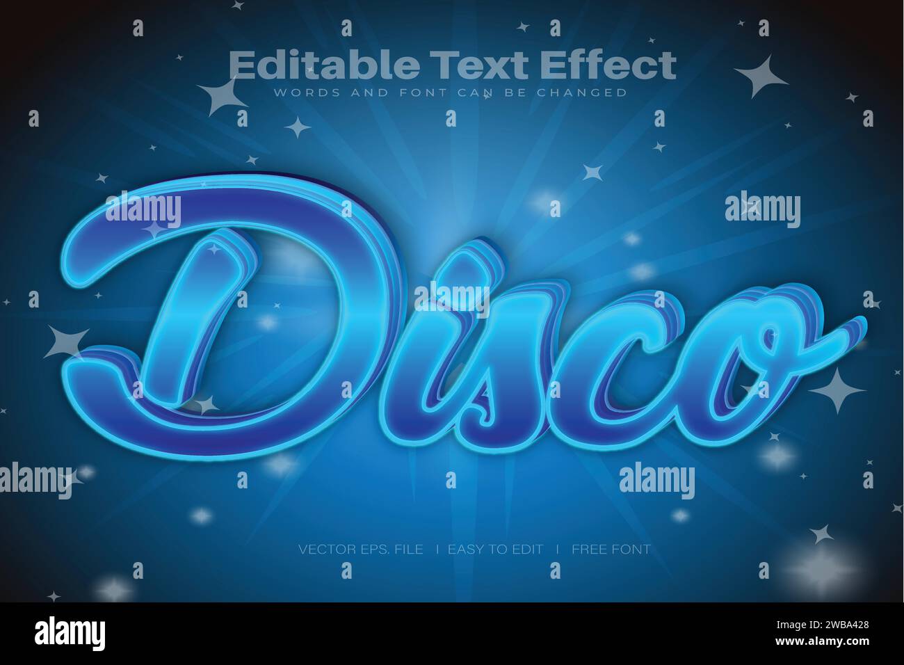 Vector Disco 3d text effect 100 editable eps file word and font can be ...