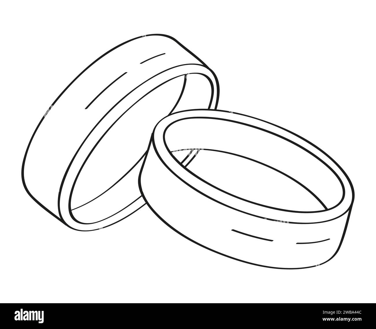 Wedding rings with linear, continuous style. Symbol of marriage ...