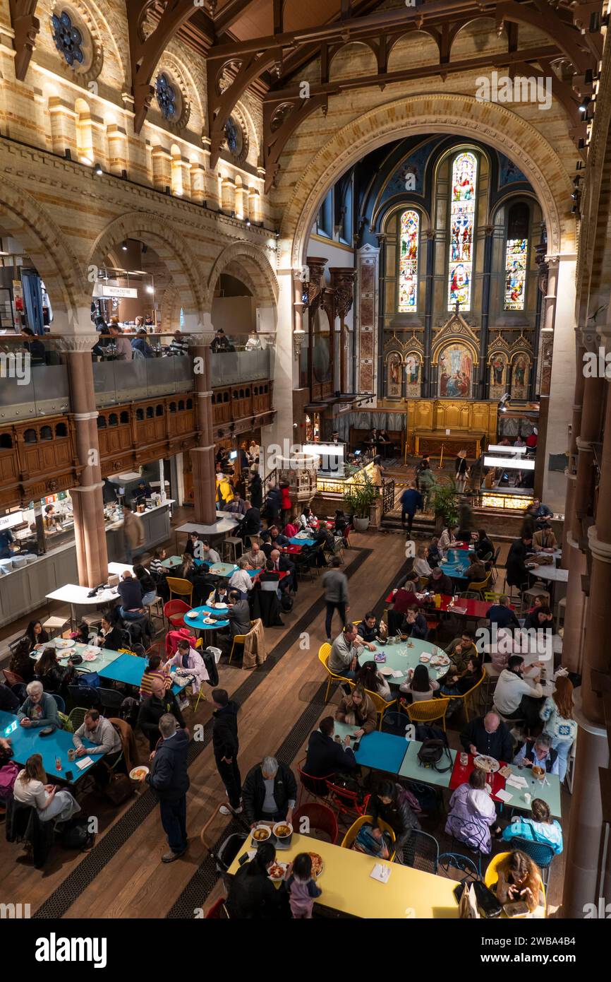 Interior of Mercato Mayfair food hall inside a restored London church ...