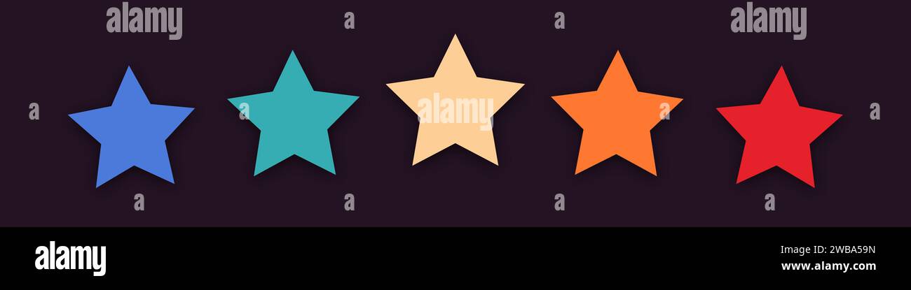 Retro 5 star icon. Customer feedback concept. Vector 5 token points ...