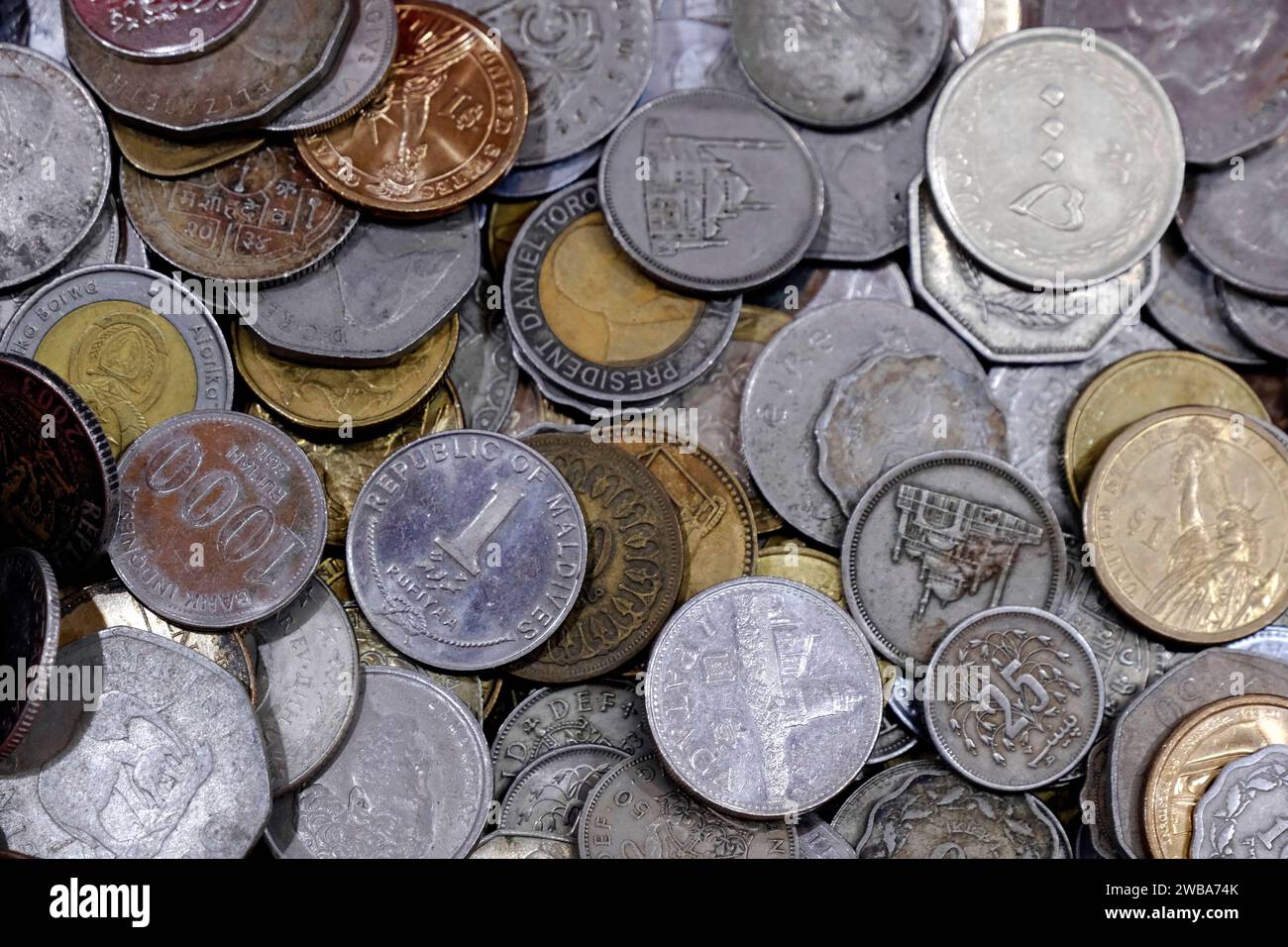 Indian Old vintage coins, vintage coin abstract with English & Indian ...