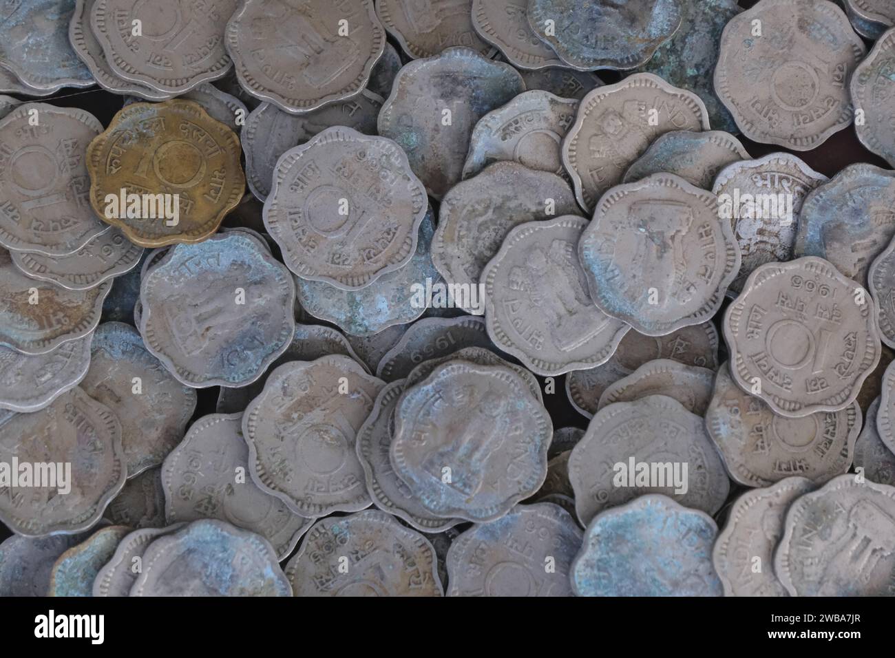 Indian Old vintage coins, vintage coin abstract with English & Indian ...