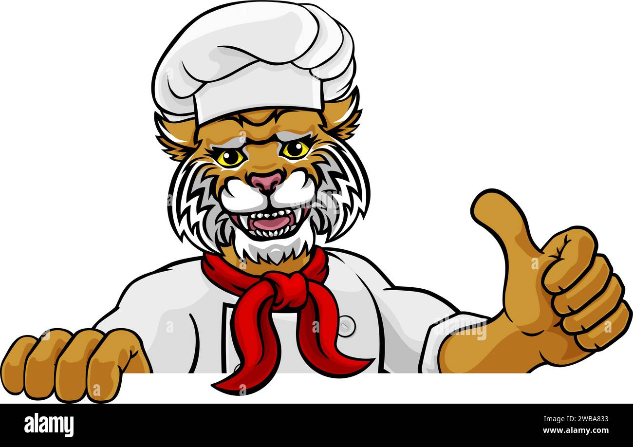 Wildcat Chef Mascot Sign Cartoon Character Stock Vector Image & Art - Alamy