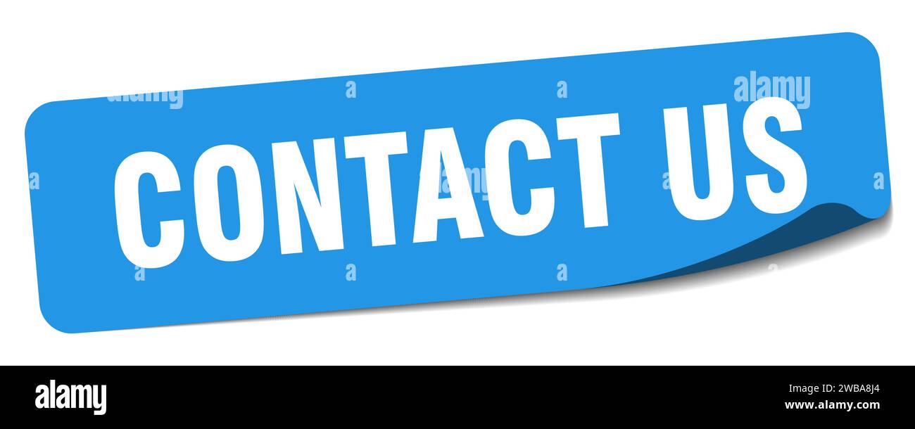 contact us sticker. contact us rectangular label isolated on white ...
