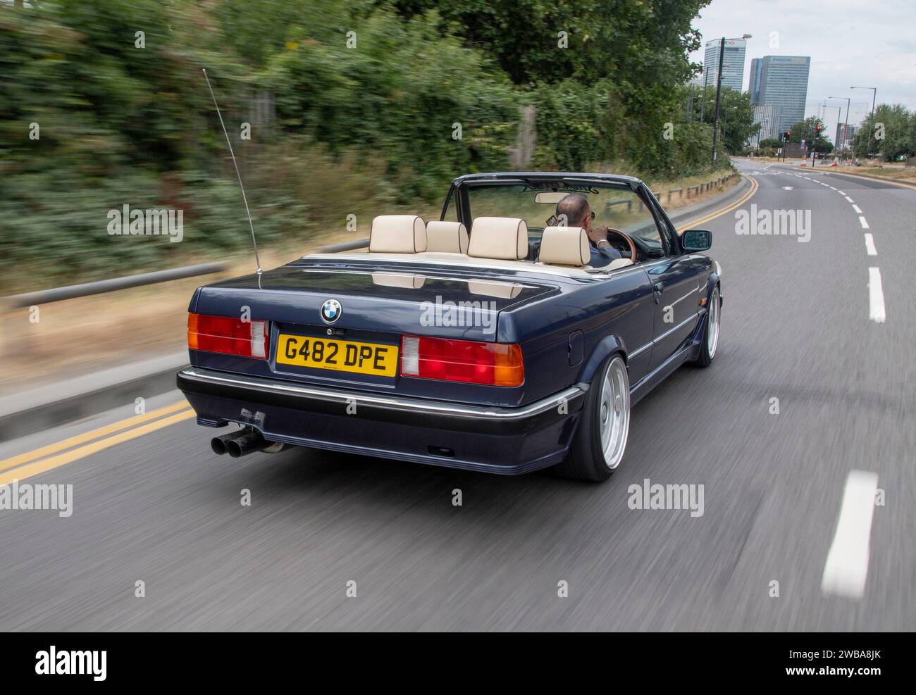BMW E30 3 Series convertible, lowered, with square light conversion and ...