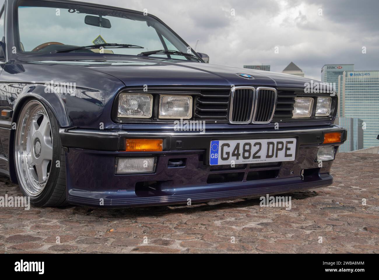 BMW E30 3 Series convertible, lowered, with square light conversion and ...