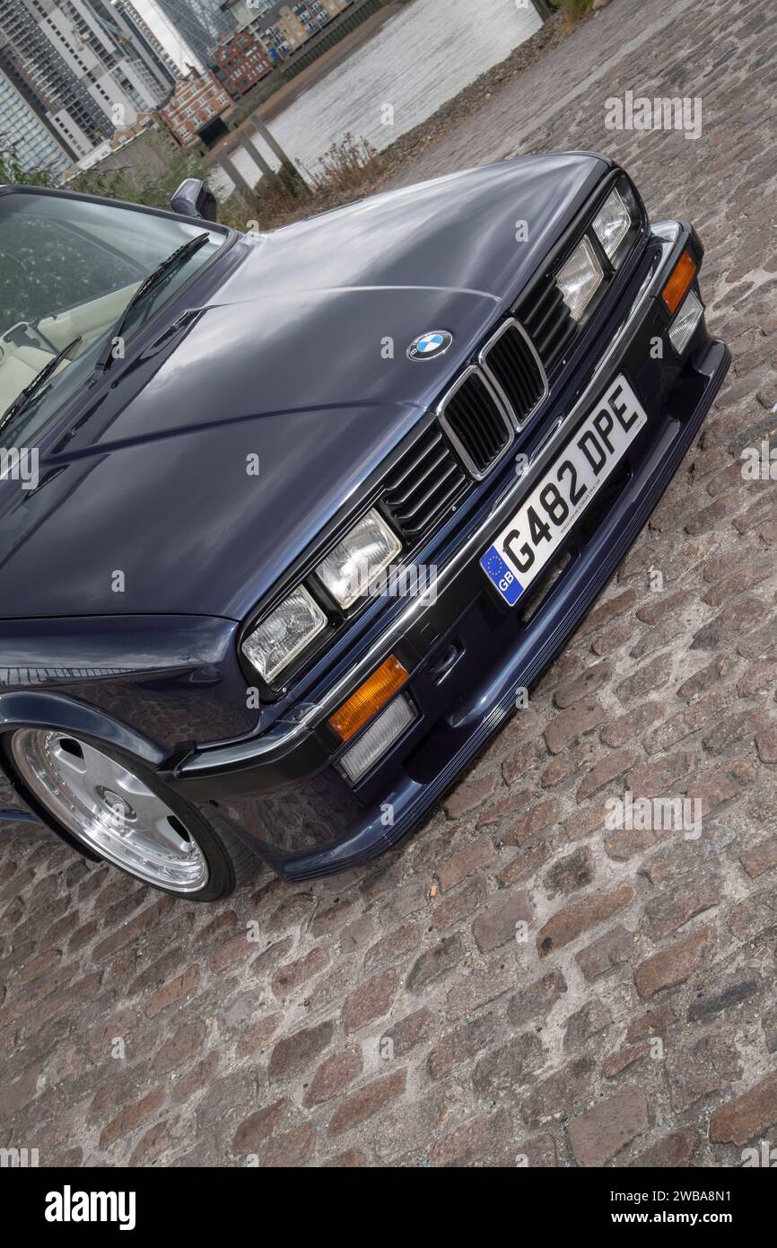 BMW E30 3 Series convertible, lowered, with square light conversion and ...