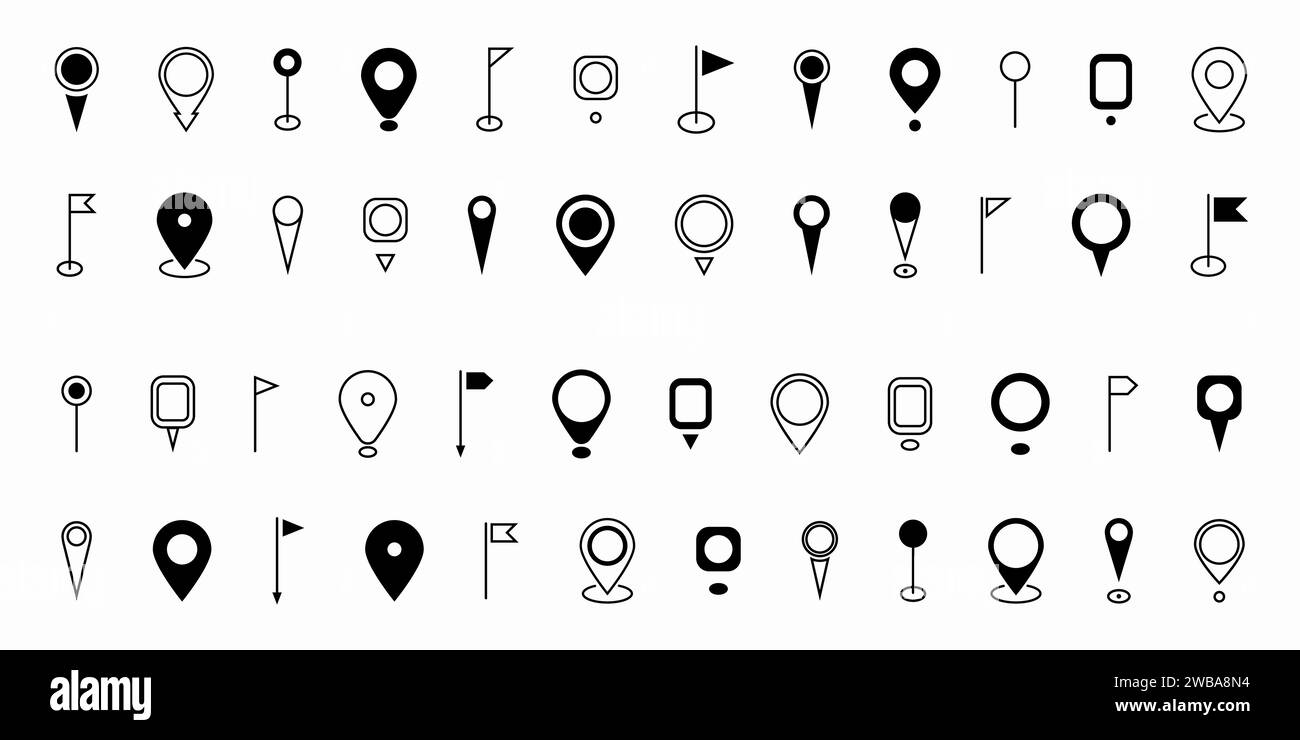 Set black location pin icon. Map pin place marker. Destination symbol, Location icon. Modern Map ...