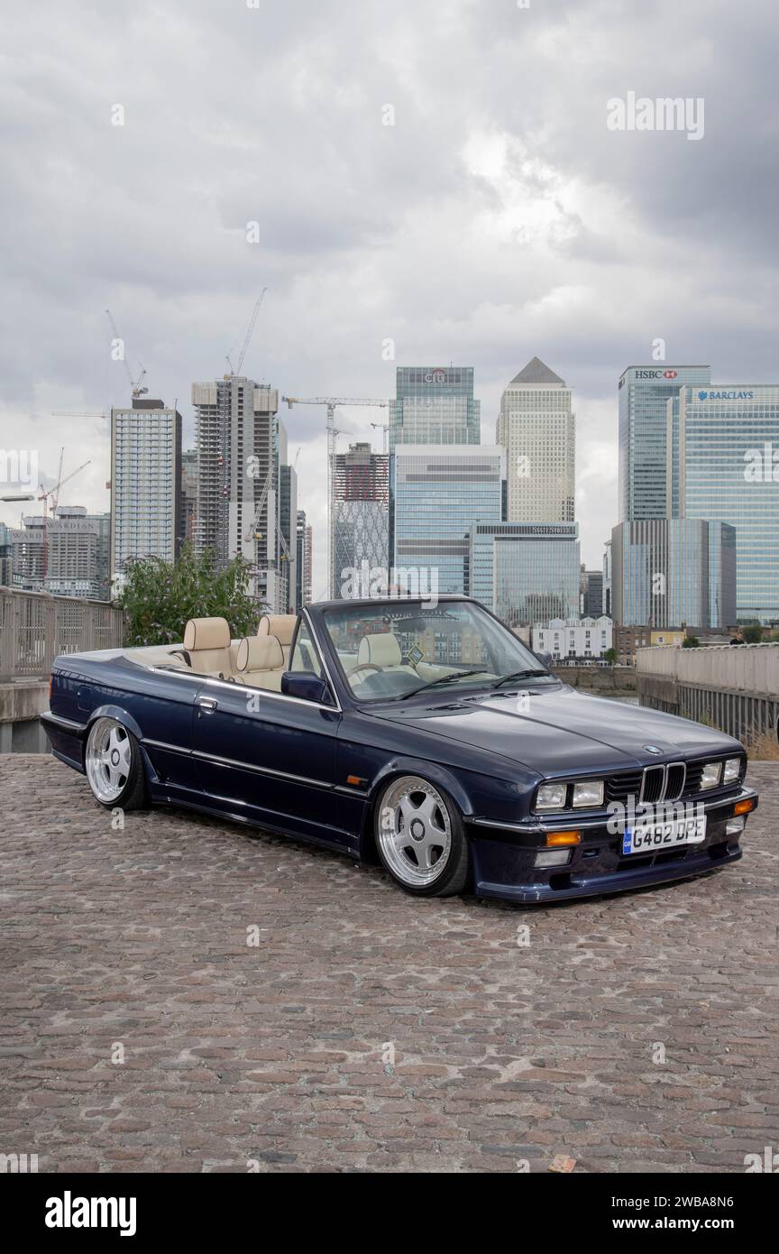 BMW E30 3 Series convertible, lowered, with square light conversion and ...
